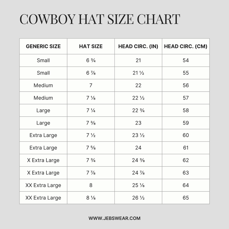 Cowboy Hat Size & Fitting Guide | Jeb's Western Wearhouse