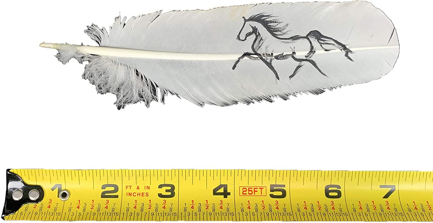 Hand Painted Horse Outline Cowboy Hat Feather, White