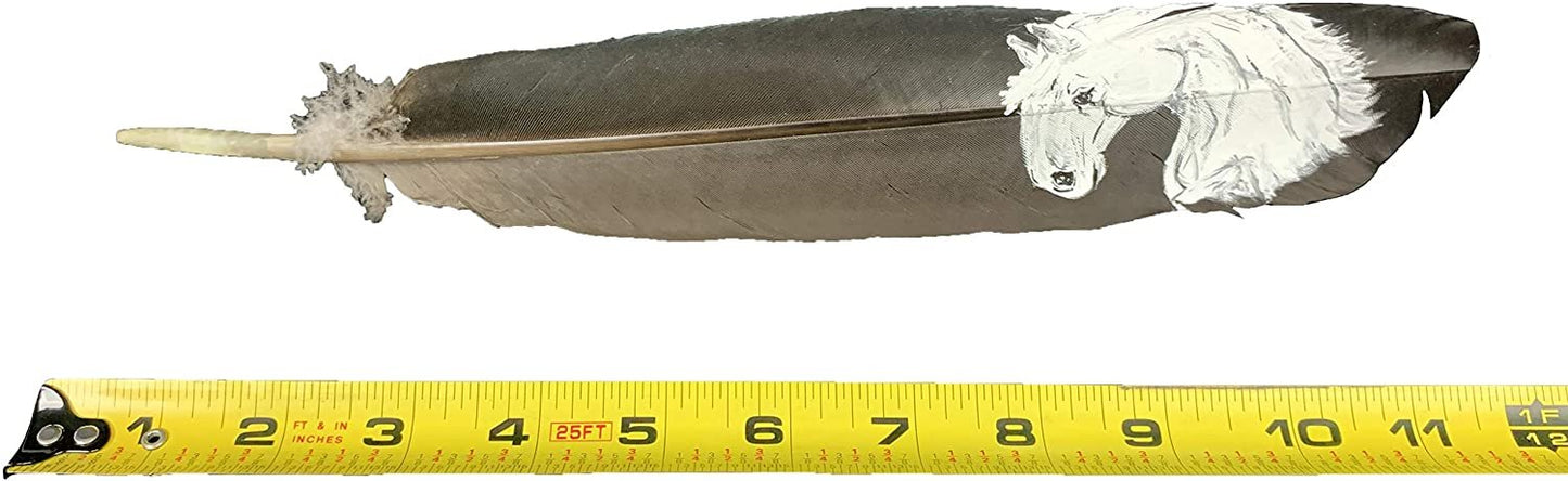 Hand Painted White Horse Cowboy Hat Feather, Black