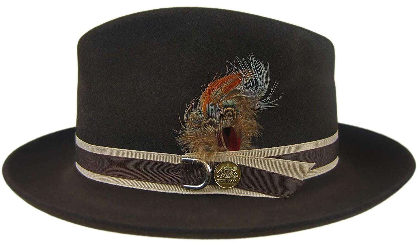 Stetson Heath Cordova Brown Fedora Size 7 3/8 R Oval 2" Brim