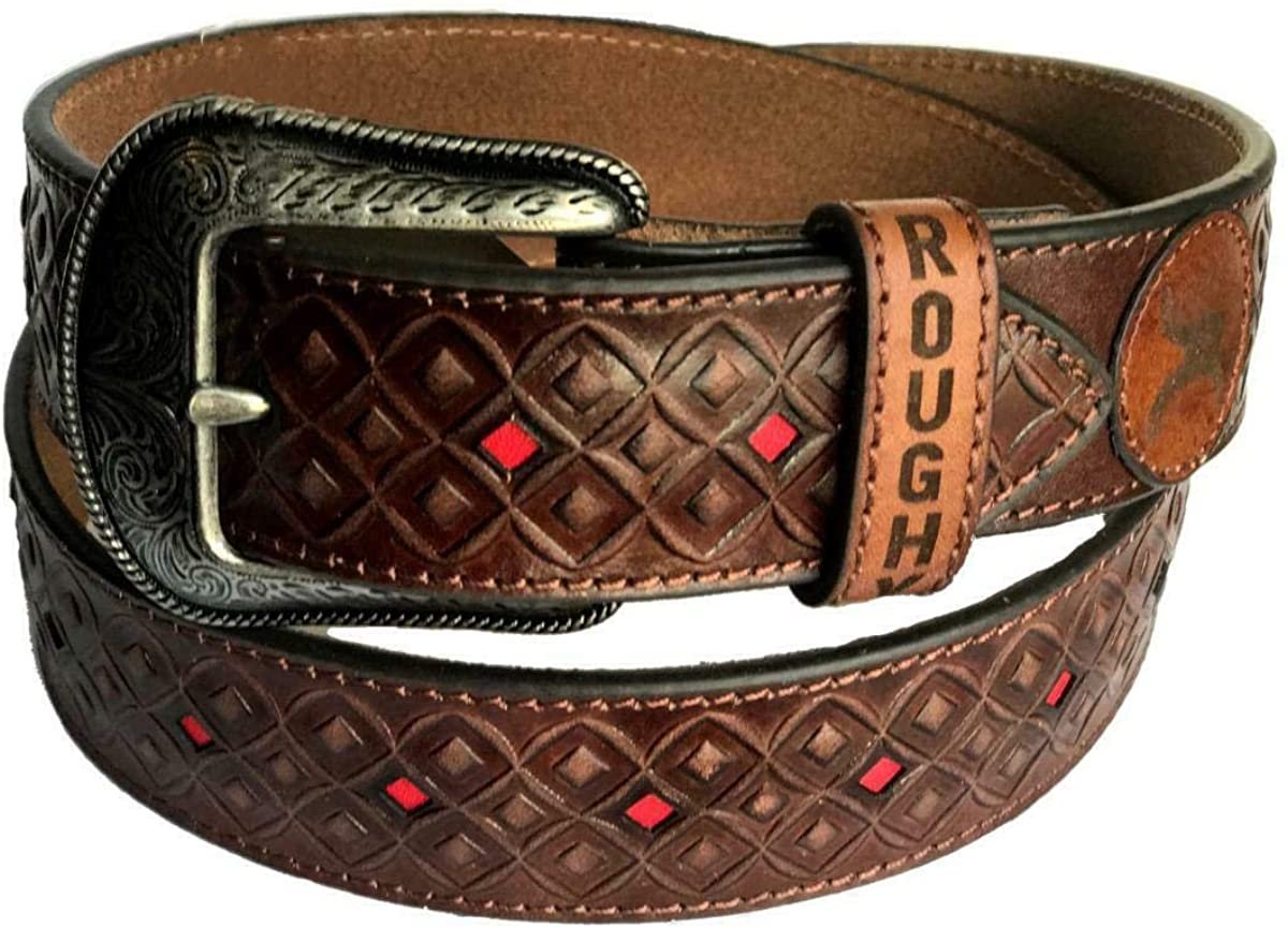 Hooey Men's Leather Roughy Belt With Red Diamonds – Jeb's Western, Work ...