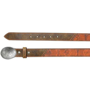HOOey Western Boy's Belt Roughy Distress Deboss Logo, Havanna – Jeb's ...