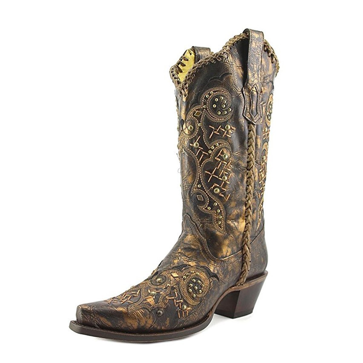 Corral Women's Leather Laced and Studded Snip Toe Cowgirl Boots - R121 ...